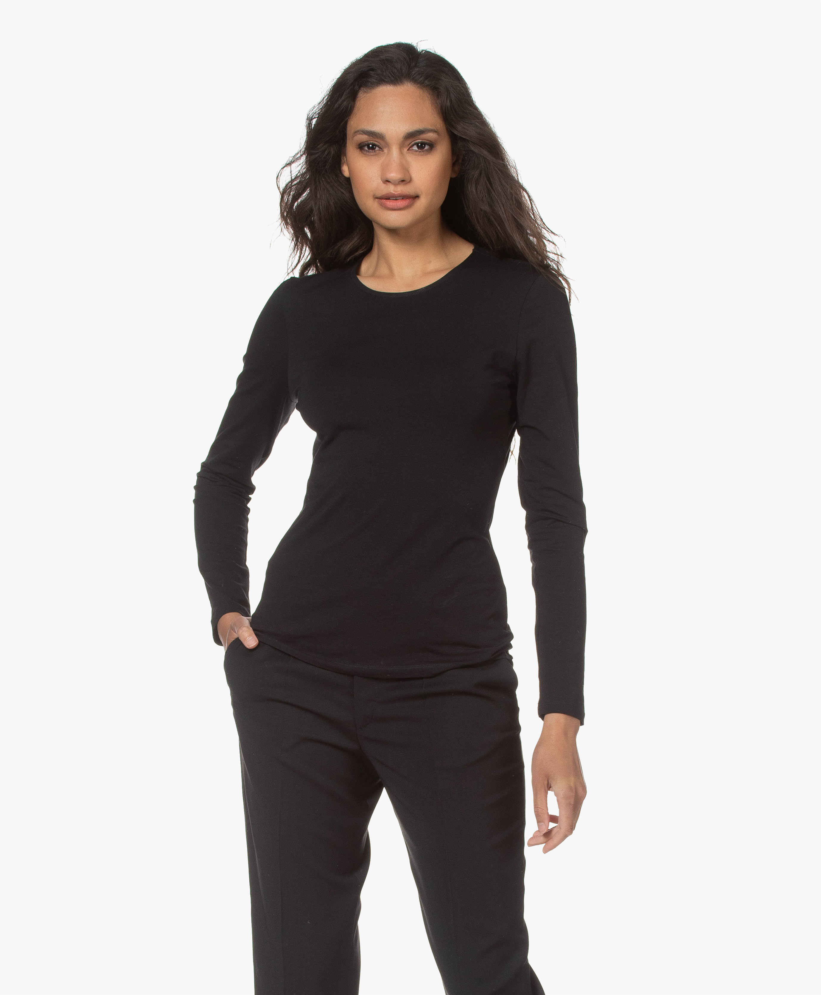 Filippa K Cotton Stretch Long Sleeve - Black - 25332 1433